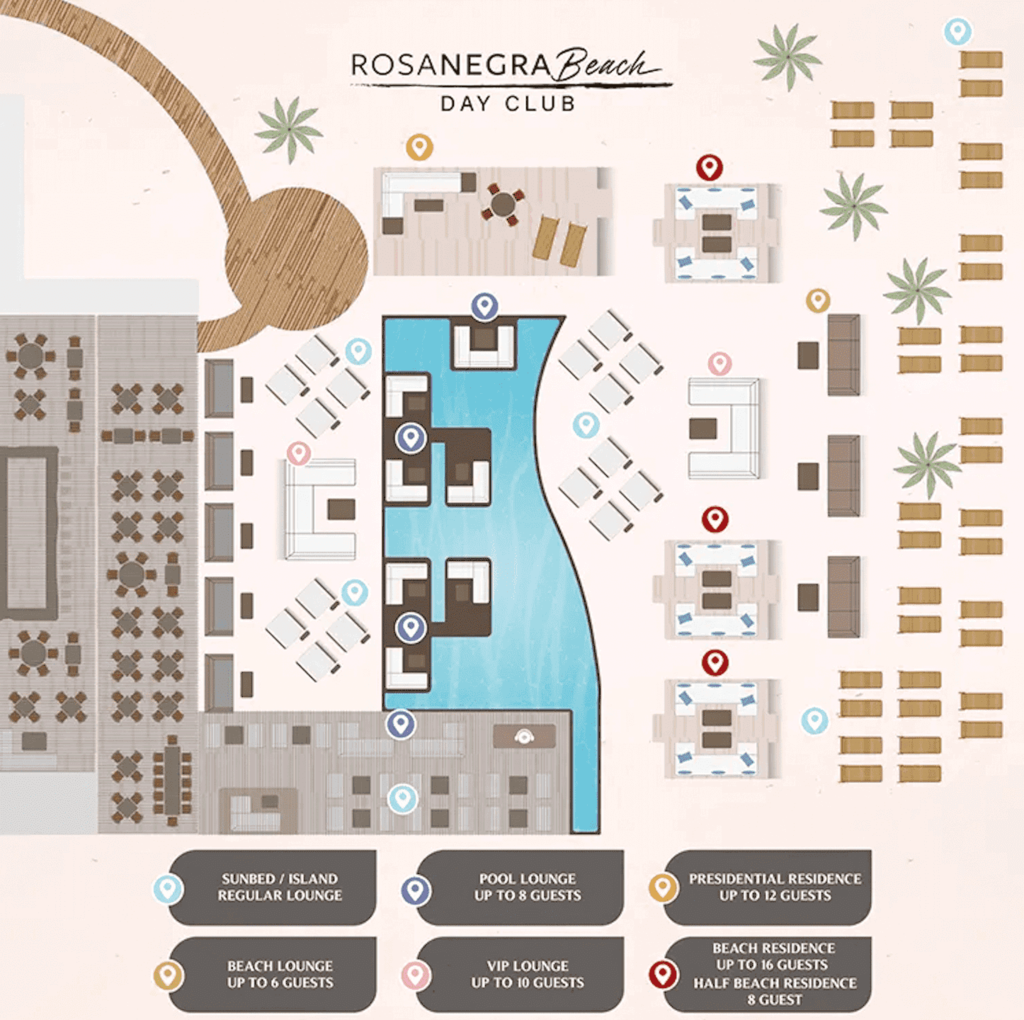 RosaNegra Beach Day Club Tulum Table Map